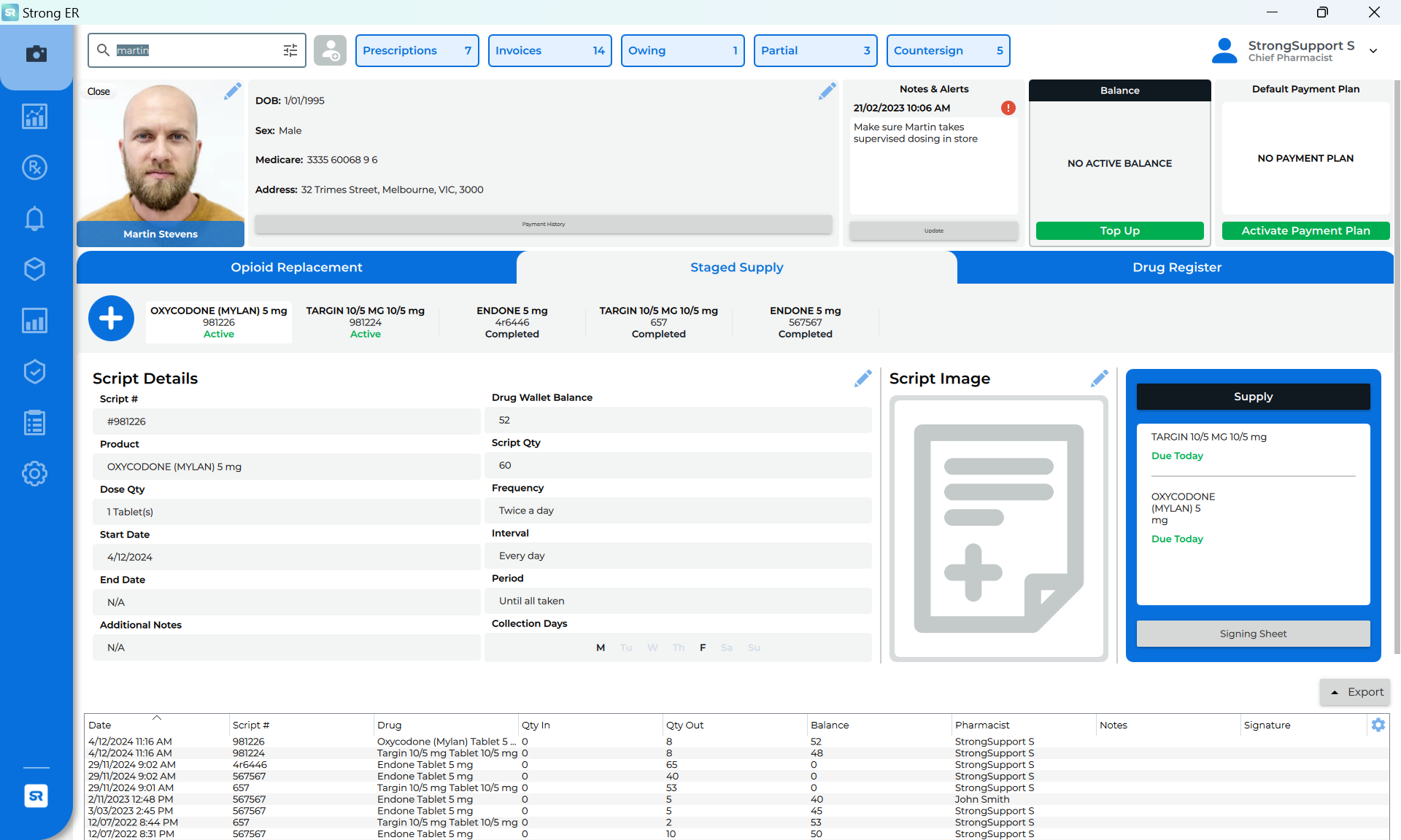 How do I dispense a Staged Supply Script?