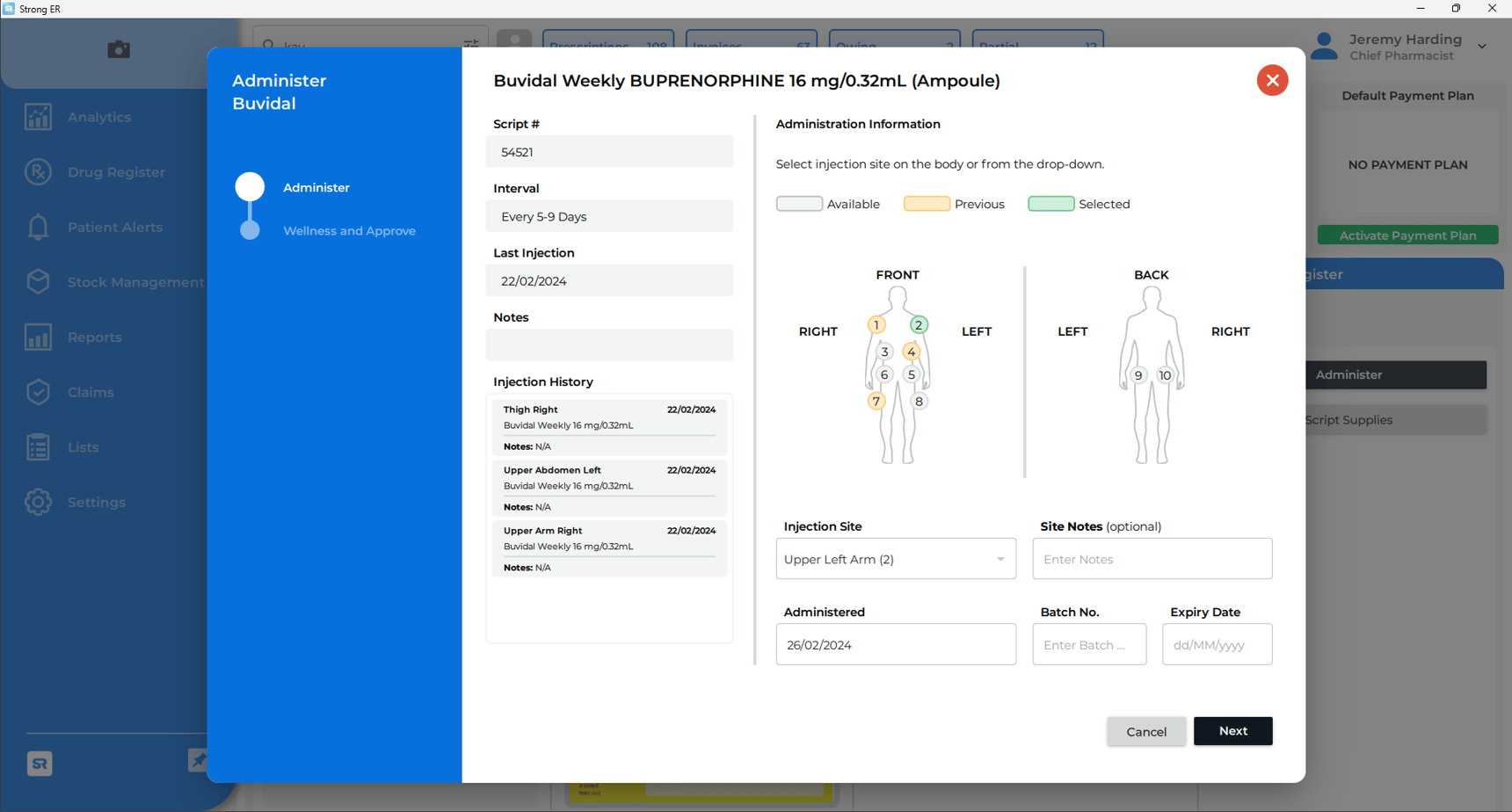 How do I record the administration of a long-acting depot injectable?