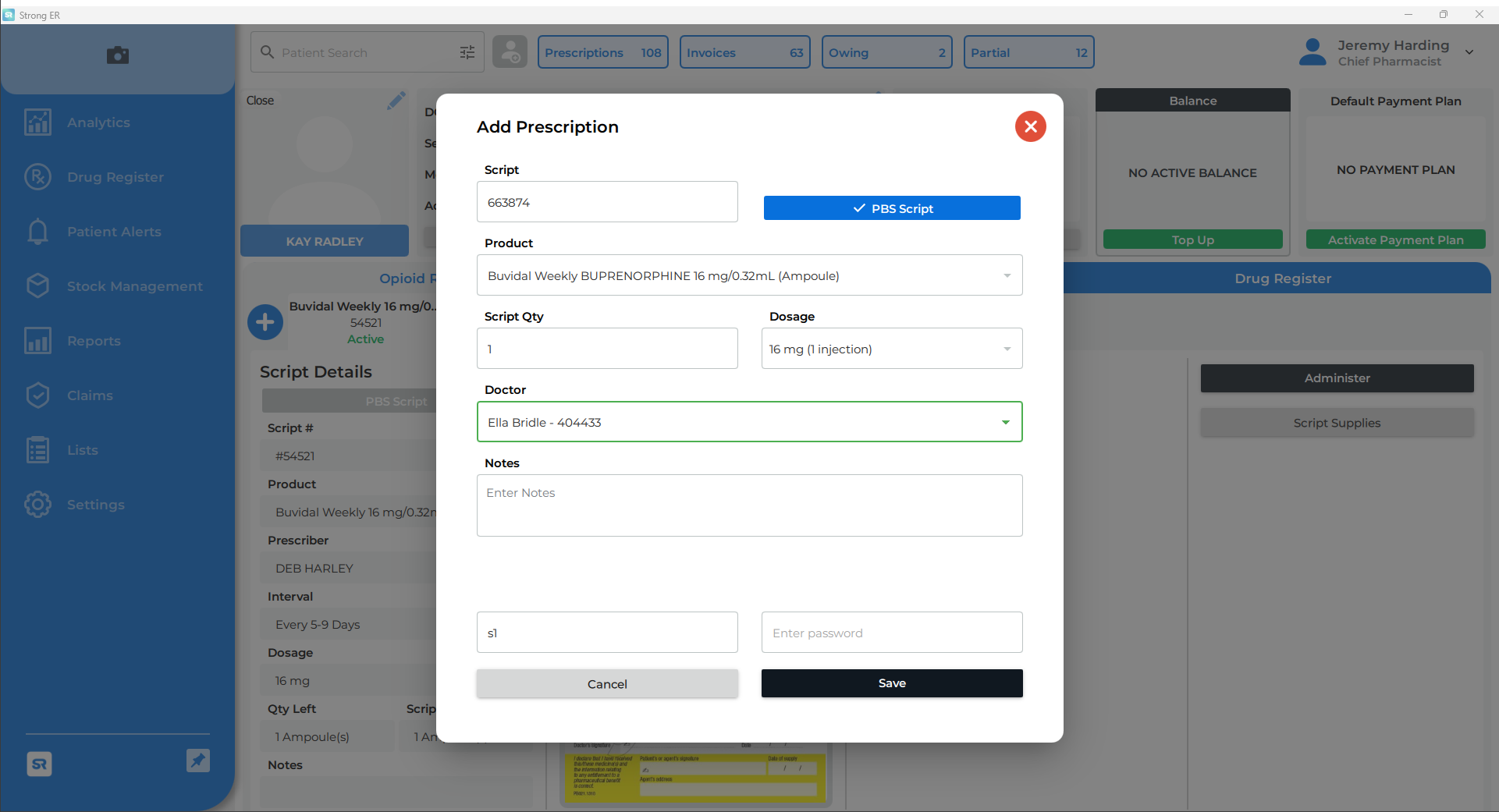 How do I add a long-acting depot injectable script via the patient's ...