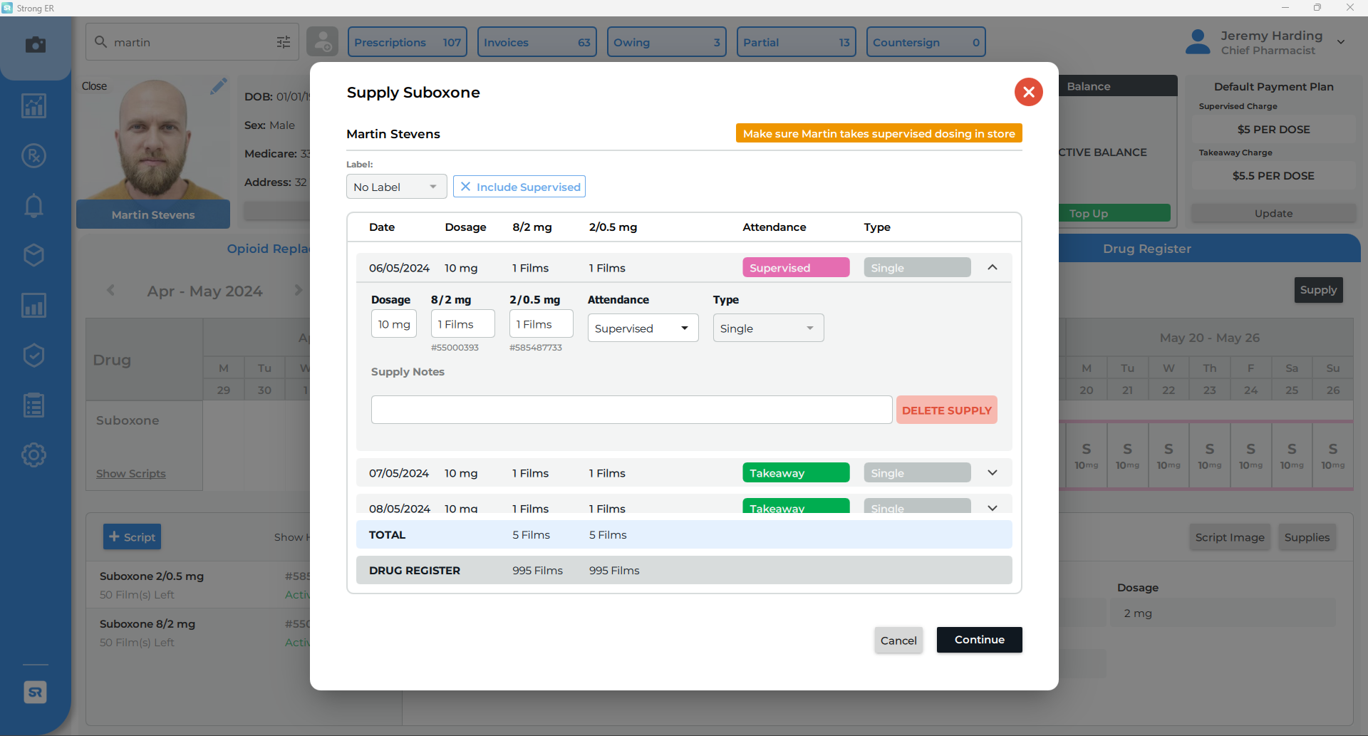 How do I supply oral Suboxone doses? (New ODT Calendar view)