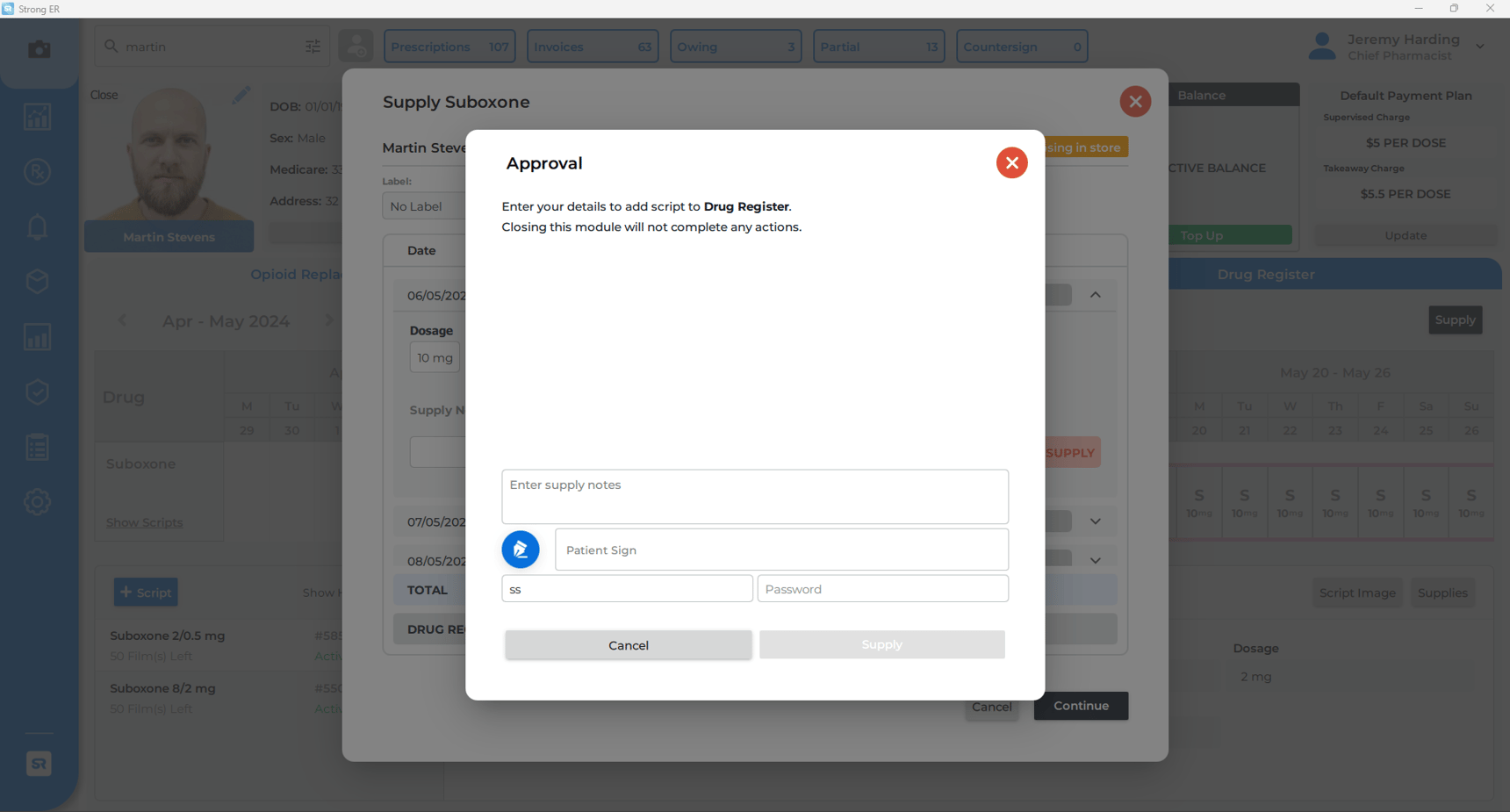 How do I supply oral methadone or Biodone doses? (New ODT Calendar view)