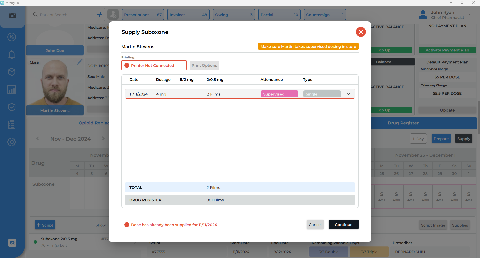 How do I supply an Additional or Replacement OTP dose?