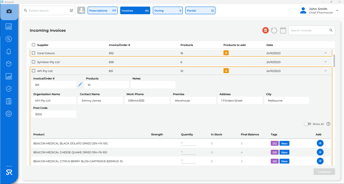 How do I match cannabis products via the Incoming Invoices page?