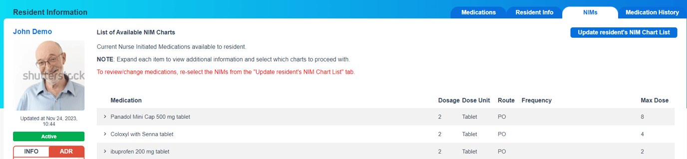 How do I check if the Resident has Nurse Initiated Medications prescribed?
